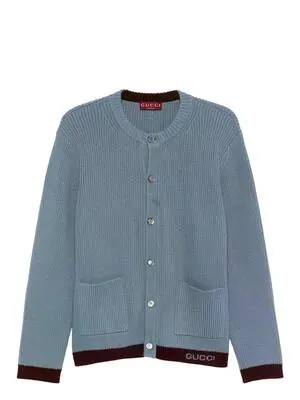 Gucci Intarsia Wool Cardigan - Blue