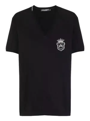Dolce & Gabbana Heraldic-embroidered T-shirt - Black