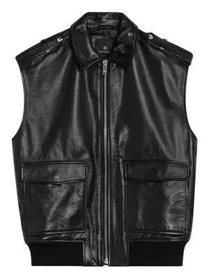 ANINE BING Sonnie Leather Gilet - Black