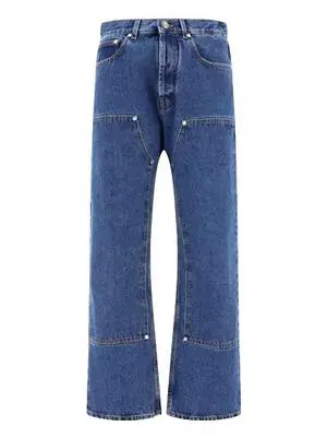 Palm Angels Monogram Workwear Denim Jeans - Blue