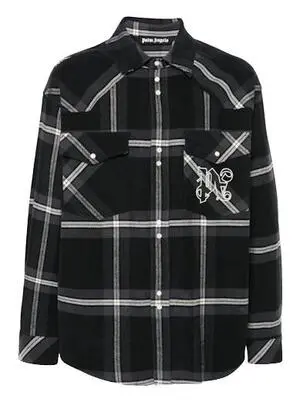 Palm Angels Monogram Check Overshirt - Black