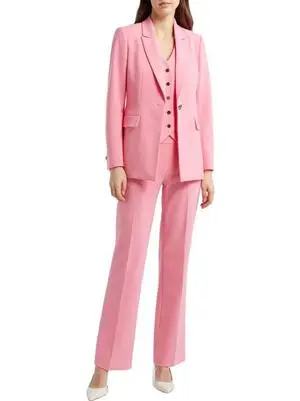 Anne Klein One-button Stretch Knit Blazer - Pink Dahlia