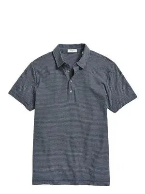 Billy Reid Pensacolo Stripe Polo - Carbon Blue/ Silver