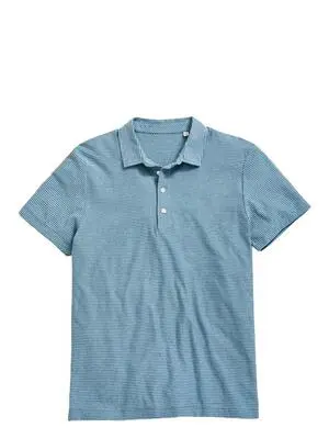 Billy Reid Pensacolo Stripe Polo - Steel Blue/ Carbon Blue