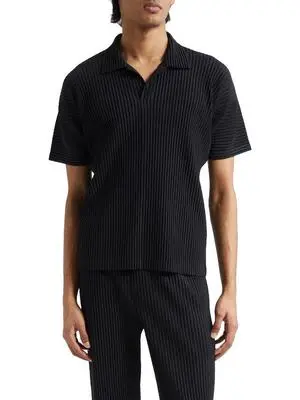 Issey Miyake Basics Pleated Polo - Black