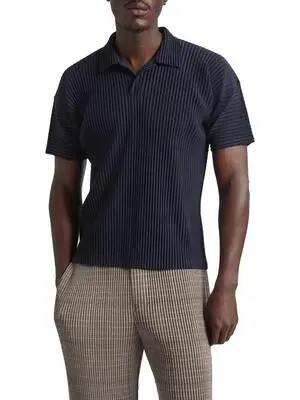 Issey Miyake Basics Pleated Polo Navy