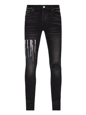 Amiri Paint Drip Logo Jeans - Black