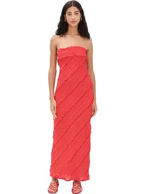 Endless Rose Strapless Ruffled Maxi Dress - Red