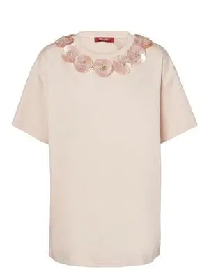 Max Mara Gennaio Embellished Jersey Top - Beige