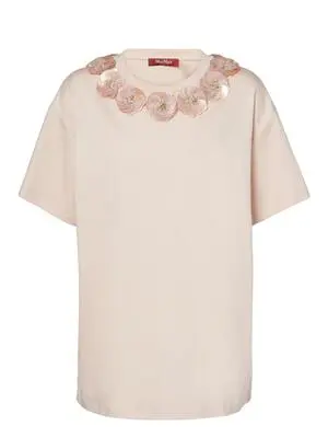 Max Mara Embellished Jersey Top - Beige