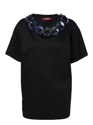 Max Mara Embellished Jersey Top - Black