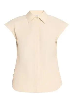 Lafayette 148 New York Fitted Cotton Shirt - Raffia