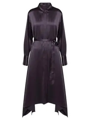 JOSEPH Cyprien Belted Silk Shirt Dress - Purple