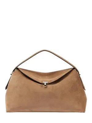 TOTÊME T-Lock Suede Tote Bag Brown