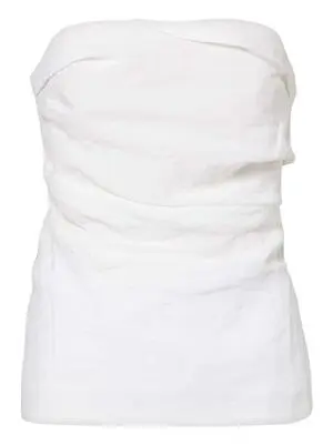Tove Izel Draped Linen Top - White