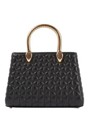 BVLGARI Serpentine Duo Leather Top-handle Bag - Black