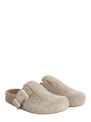 Loewe Loewe Ease Buckle Suede Mules Beige