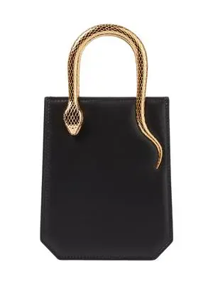 BVLGARI Serpentine Mini Leather Tote Bag - Black
