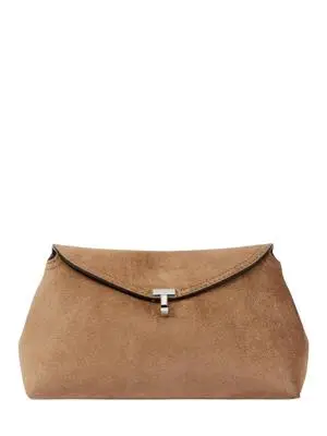 TOTEME T-lock Suede Clutch - Brown