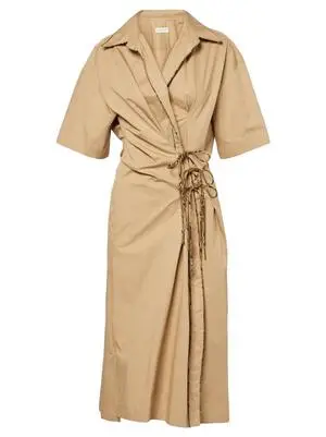 Dries Van Noten Cotton Wrap Dress - Beige