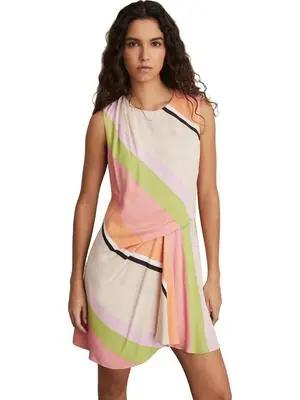 REISS Ellia Stripe-print Mini Dress - Pink/green