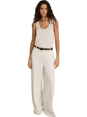 REISS Sierra Crepe Wide-leg Trousers - White