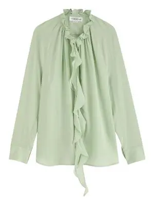 Victoria Beckham Ruffled Silk Blouse Jade
