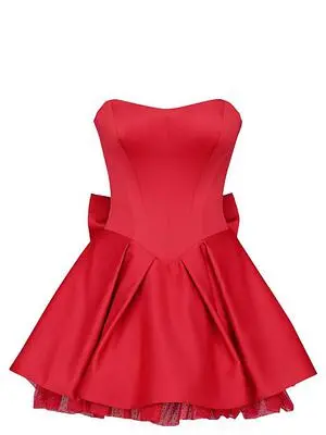 House Of Cb Noele Bow Strapless Mini Dress - Haute Red