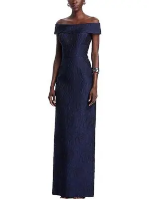 Rickie Freeman For Teri Jon Jacquard Gown - Navy