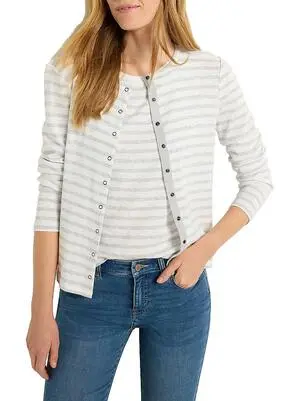 NIC+ZOE Snap Front Striped Cardigan - Grey Multi