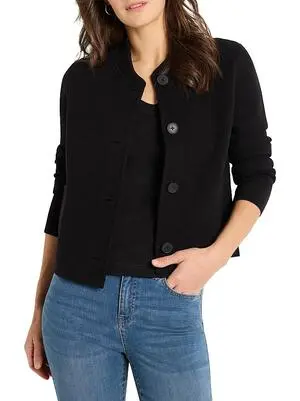 NIC+ZOE Knit Bomber Jacket - Black Onyx