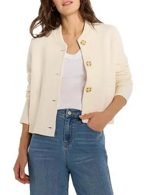 NIC+ZOE Knit Bomber Jacket - Classic Cream