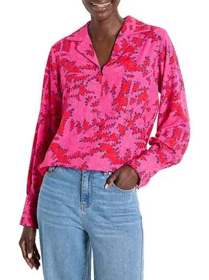 NIC+ZOE Clashy Petals Poet Blouse - Pink Multi