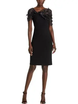 Eliza J Beaded Overlay Dress - Black