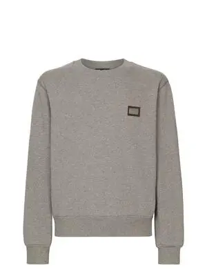 Dolce & Gabbana Jersey Sweatshirt With Branded Tag - Grey
