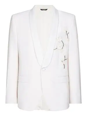 Dolce & Gabbana Single-breasted Martini-fit Jacket With Embroidery - White