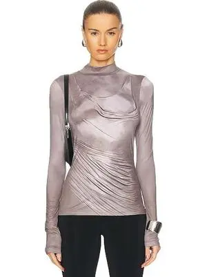 Balmain Draped Print Trompe L'oeil T-shirt - Gris Fonce