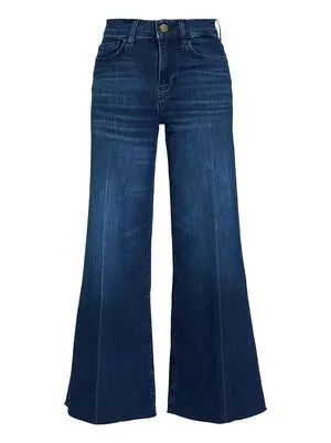 FRAME Le Palazzo Crop Highrise Wideleg Jeans - Dark Denim