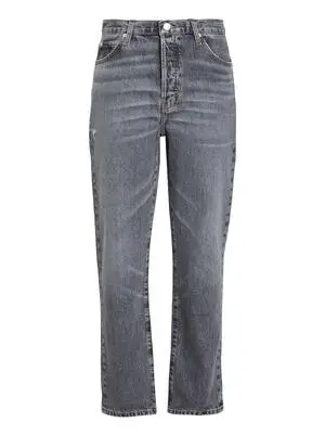 FRAME Le Mec High-rise Straight-leg Jeans - Gray