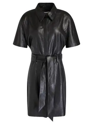 Nanushka Belted Mini Shirt Dress - Black