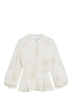 IRO PARIS Lalia Chiffon And Crocheted Lace Blouse - Ecru