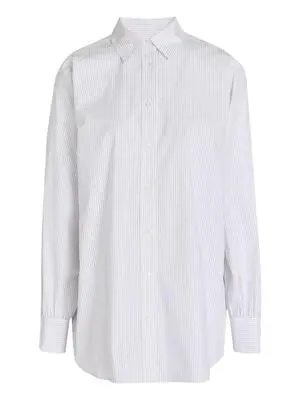 FRAME Striped Cotton-blend Poplin Shirt - White