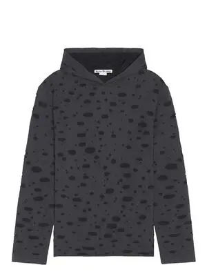 Acne Studios Trashed Hooded Long Sleeve Tee In Black - Faded Black