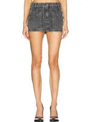 Attico Mini Denim Skirt - Black