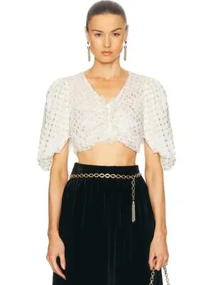 Chloé Cropped Polka Dot Blouse - Snow White