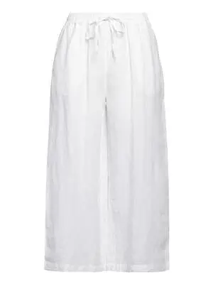 120% Lino Wide-leg Linen Pants - White