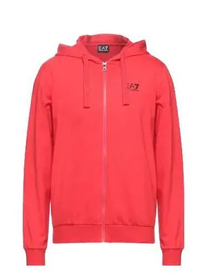 EA7 Cotton French Terry Zip-up Sweatshirt - Red