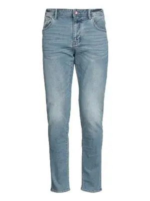 Armani Exchange Skinny Jeans With Leather Trims - Blue