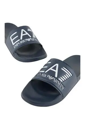 Emporio Armani Ea7 Slides With Oversized Logo - Blue