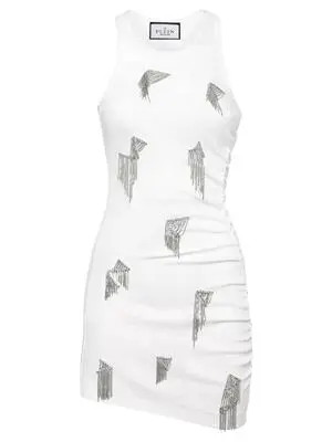 Philipp Plein Fringe-detail Mini Dress - White